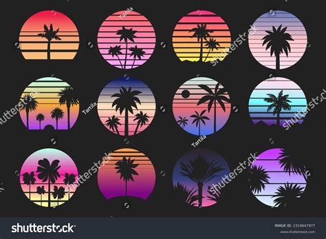 Palm Tree Sun Logo Shirt Over 4120 Royalty Free Licensable Stock