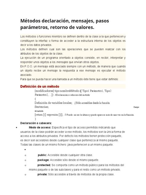 Métodos Constructores Y Destructores En Java Pdf Objeto Informática Java Lenguaje De