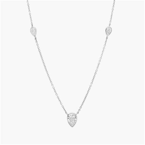 Pear Pendant With Diamond Station Necklace With 2 Ctw Pear Shaped Lab