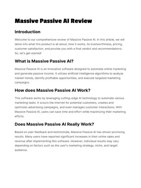 Massive Passive Ai Review Pdf Artificial Intelligence Intelligence Ai And Semantics