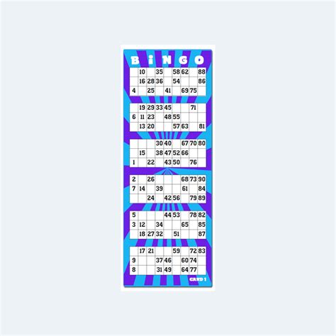 1000 Colorful Uk Style 1 90 Bingo Ticket Cards 2 Cards Per A4 Page