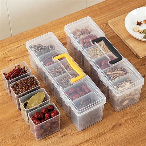 Food Grade Plastic Spice Container Sealed Storage Box Secure Lid