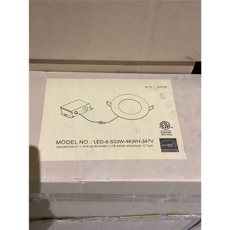 Case Of 12 Intertek 8x1 33w Slim Panel Lite 4000k White Finish Ic Type Ceiling Lights