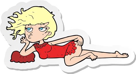 Sticker Of A Cartoon Woman In Sexy Pose 10729659 Vector Art At Vecteezy