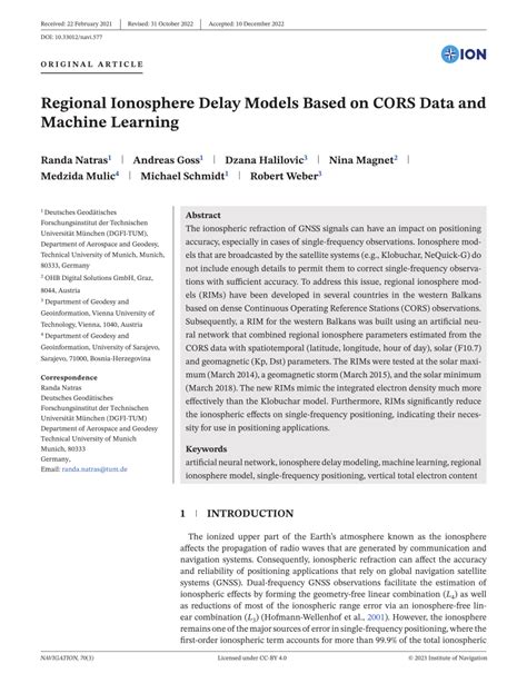 Pdf Regional Ionosphere Delay Models Based On Cors Data And Machine Learning