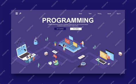 Premium Vector Programming Company Concept 3d Isometric Landing Page