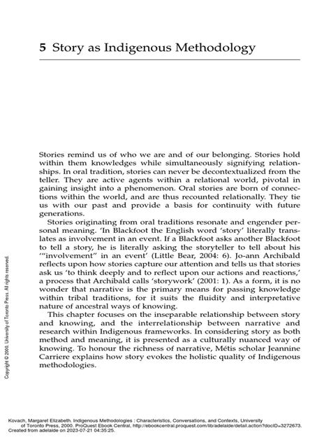 Indigenous Methodologies Characteristics Conversat 5 Story As