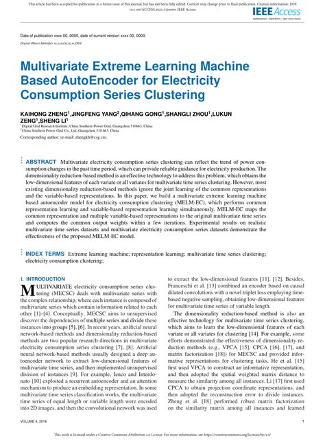 Pdf Multivariate Extreme Learning Machine Based Autoencoder For Electricity Consumption Series