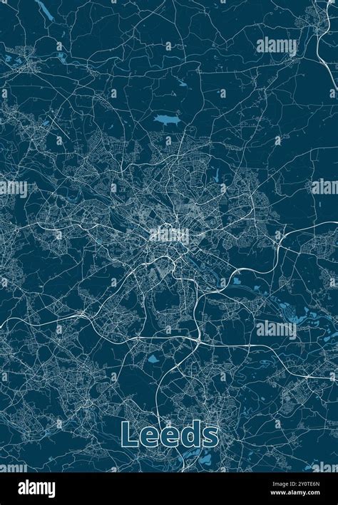 Leeds United Kingdom Artistic Blueprint Map Poster Stock Vector Image