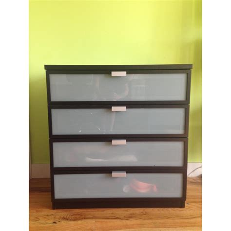 Ikea Hopen 4 Drawer Frosted Glass Dresser In Black Brown Aptdeco