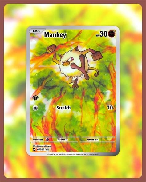 151 Pokeartica Ai Artwork Custom Card Mankey Non Holo 056151