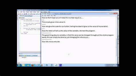 Episode 63 Visual Basic 2008 Lesson 2 Declaring Variables Part 2 Youtube