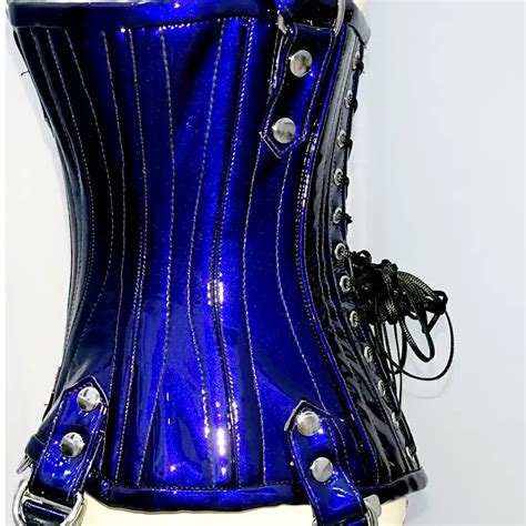 Annzley Double Steel Boned Leather Underbust Corset With Neck Corset