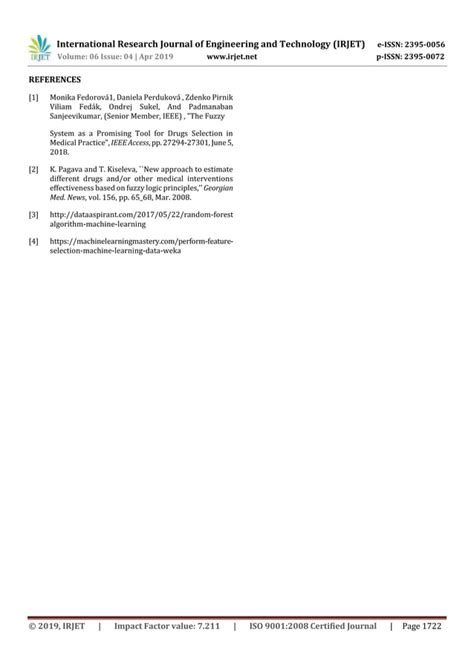 Irjet Random Forest Algorithm In Drug Selection In Medical Field Pdf