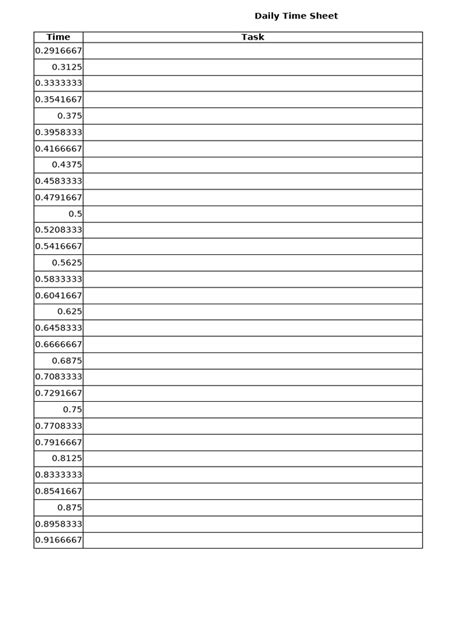 Daily Time Sheet Pdf