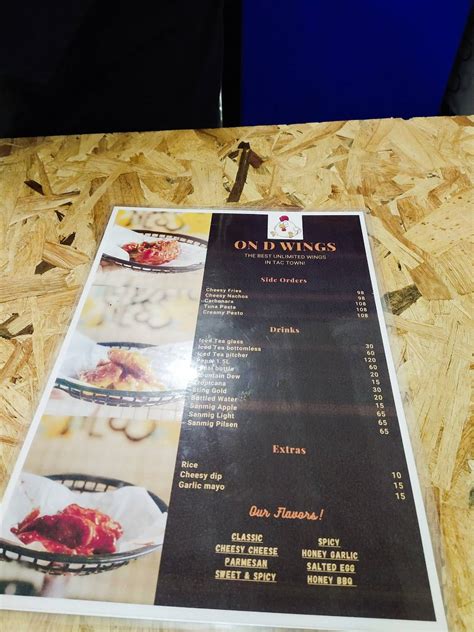 Menu At On D Wings Tacloban Restaurant Tacloban City