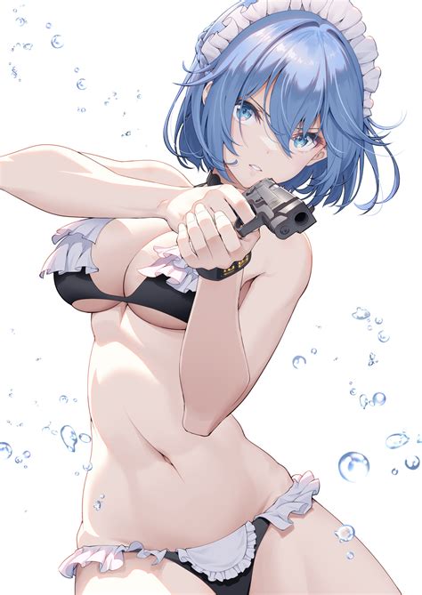 Rule 34 1girls Bikini Black Bikini Blue Eyes Blue Hair Breasts