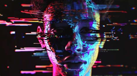 Noisy Glitched Anaglyph Face Glitch Portrait Premium Ai Generated Image