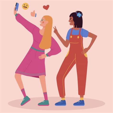 170 Two Girls Taking Selfie Stock Illustrations Royalty Free Vector Graphics And Clip Art Istock