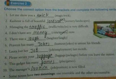 Exercise 2 Choose The Correct Option From The Brackets And Complete The F