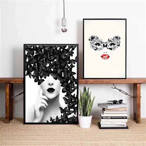 검은 나비 여자 추상 벽 아트 캔버스 회화 포스터 홈 장식 포스터 및 인쇄 Unframed 장식 그림그림 And 서예
