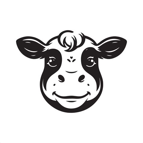Black And White A Reassuring Cow Face Illustration 44768926 Vector Art