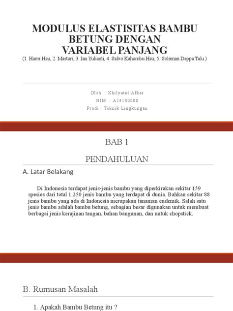 Modulus Elastisitas Bambu Betung Pdf Sains And Matematika
