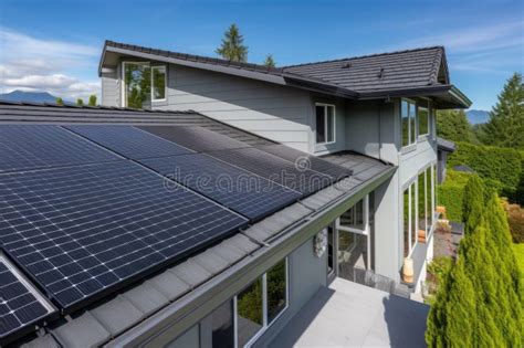 Solar Panel Array On Modern House Roof Stock Image Image Of Modern Clean 297923075