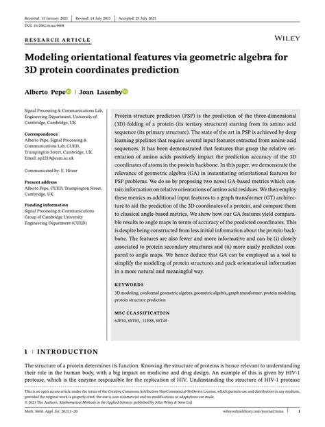 Pdf Modeling Orientational Features Via Geometric Algebra For 3d Protein Coordinates Prediction