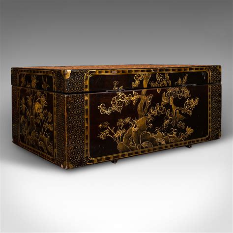 Pair Of Vintage Decorative Trunks Japanese Lacquered Bamboo Art