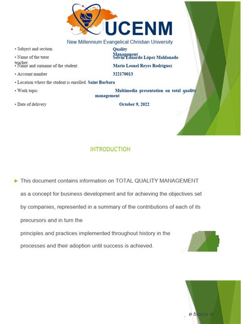 Total Quality Management Presentation Pdf Quality Management Business