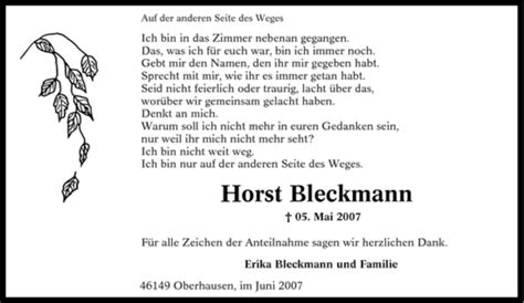 Traueranzeigen Von Horst Bleckmann Trauer In Nrwde