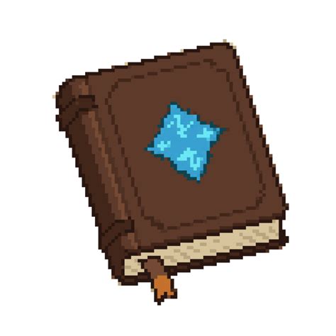Pixel Art Book With Blue Gemstone Cover 72636905 Png
