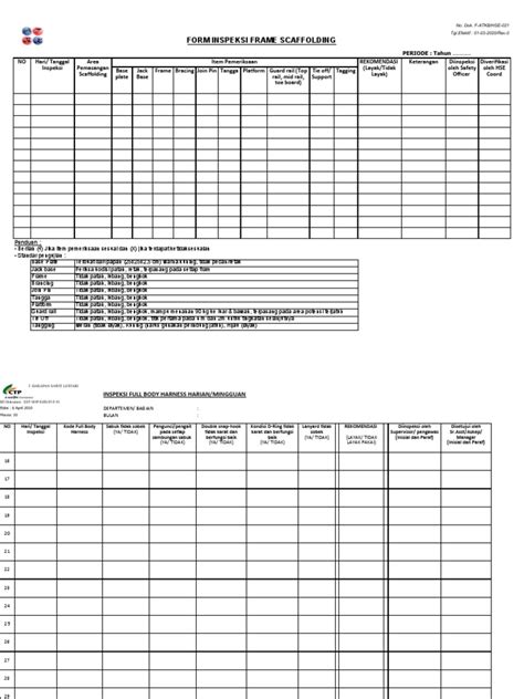 F Hse 21 Form Inspeksi Scafolding Pdf