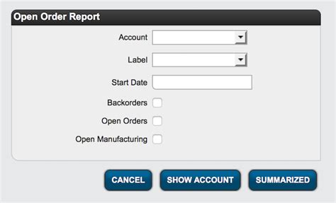 Reports Open Order Report Details