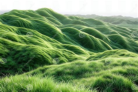 Green Grassy Hills White Background Photorealistic Ultra Realistic
