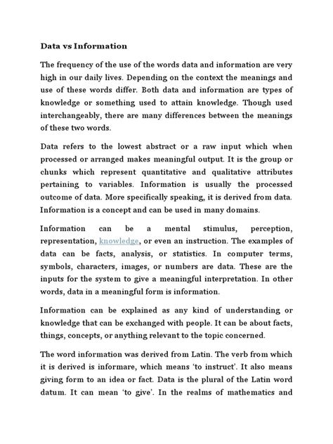 Data Vs Information Knowledge Download Free Pdf Data Information