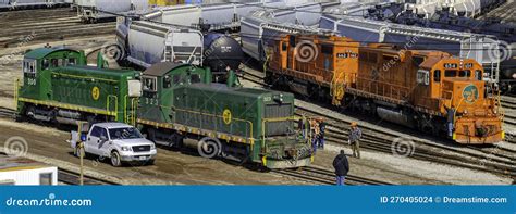 A Railroad Classification Yard Is Filled With Freight Cars Editorial