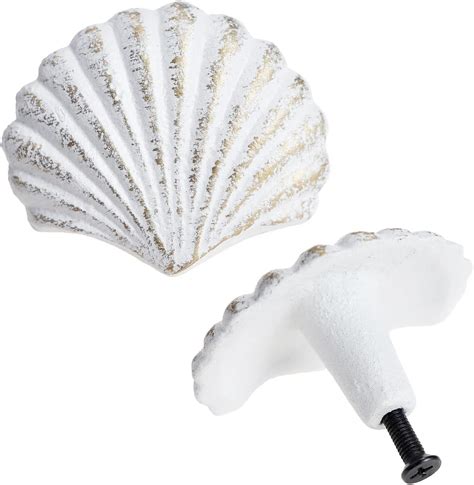 Yolufer 2 Pcs Sea Beach Style Seashell Knobs Pull Knobs For Cabinet