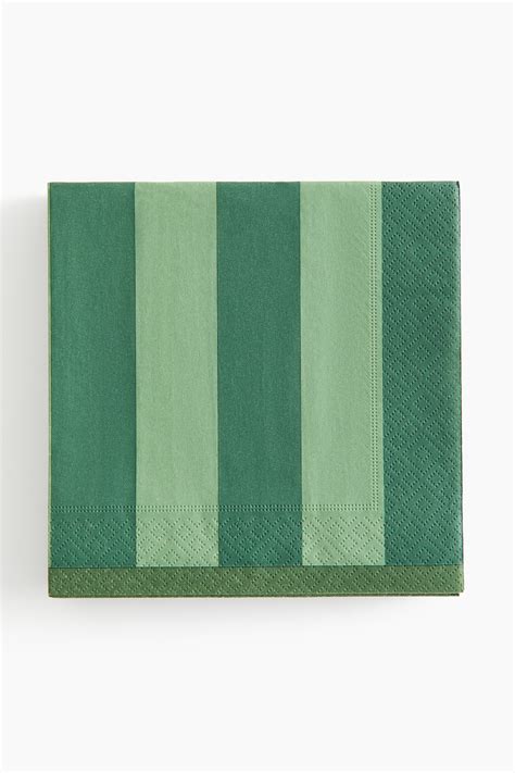 Greenstriped 20 Pack Patterned Paper Napkins At Handm Home Handm Ca
