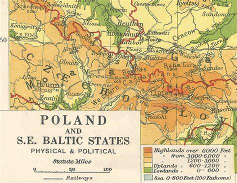 Poland 1920 Map Baltic States Germany Russia Vintage Map Home Decor Art