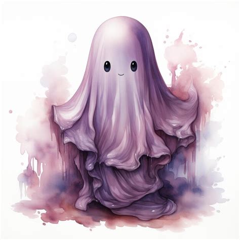 Premium Ai Image There Is A Purple Ghost With A Black Face And A Pink Scarf Generative Ai