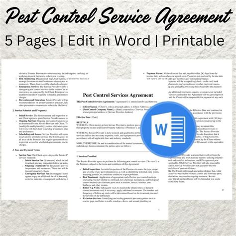 Pest Control Service Agreement Template Clear Terms For Reliable Pest