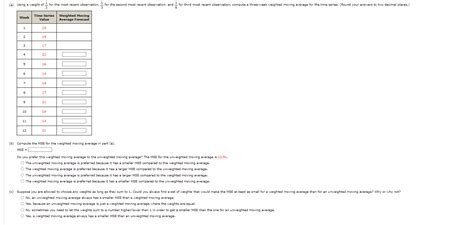 Solved B ﻿compute The Mse For The Weighted Moving Average