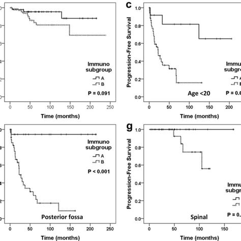 Survival Analysis According To The Immune Cell Subgroups Ependymoma