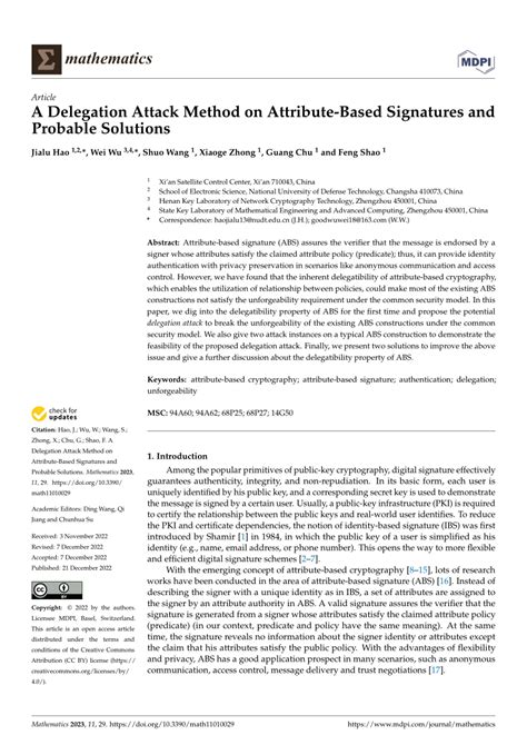 Pdf A Delegation Attack Method On Attribute Based Signatures And