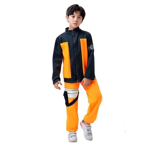 4 10 år Barn Pojkar Flickor Naruto Anime Cosplay Festdräkt Uzumaki Naruto Jacka Byxor Outfit Set