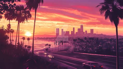 Gta 6 Style Sunset Wallpaper Cityscape Pc By Purewallfr On Deviantart