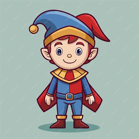 El Lindo Niño De Dibujos Animados En Traje De Bufón Medieval Ilustración Vectorial De Dibujos