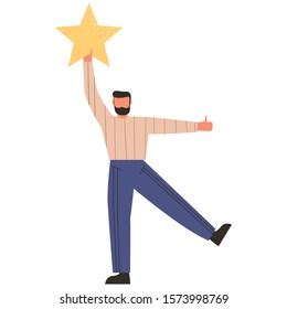 Man Holding Star Isolated On White Stock Vector Royalty Free